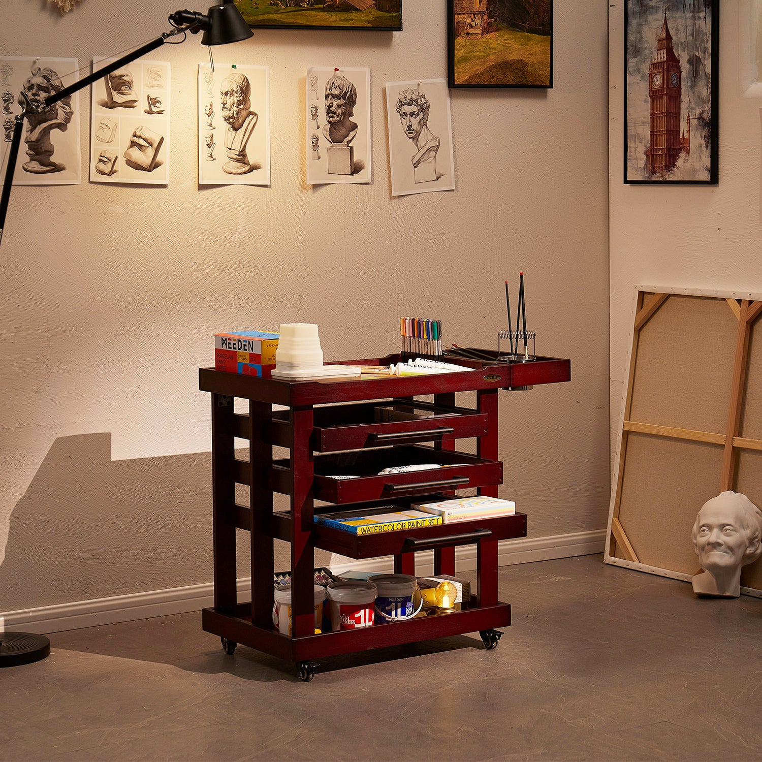 MEEDEN Deluxe 5-Tier Artist Storage Cart with Drawers - Space Saver