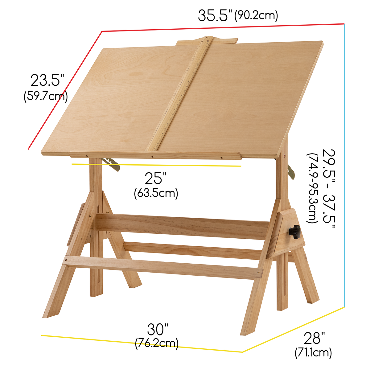 MEEDEN Solid Wood Drafting Table, Artist Drawing Desk