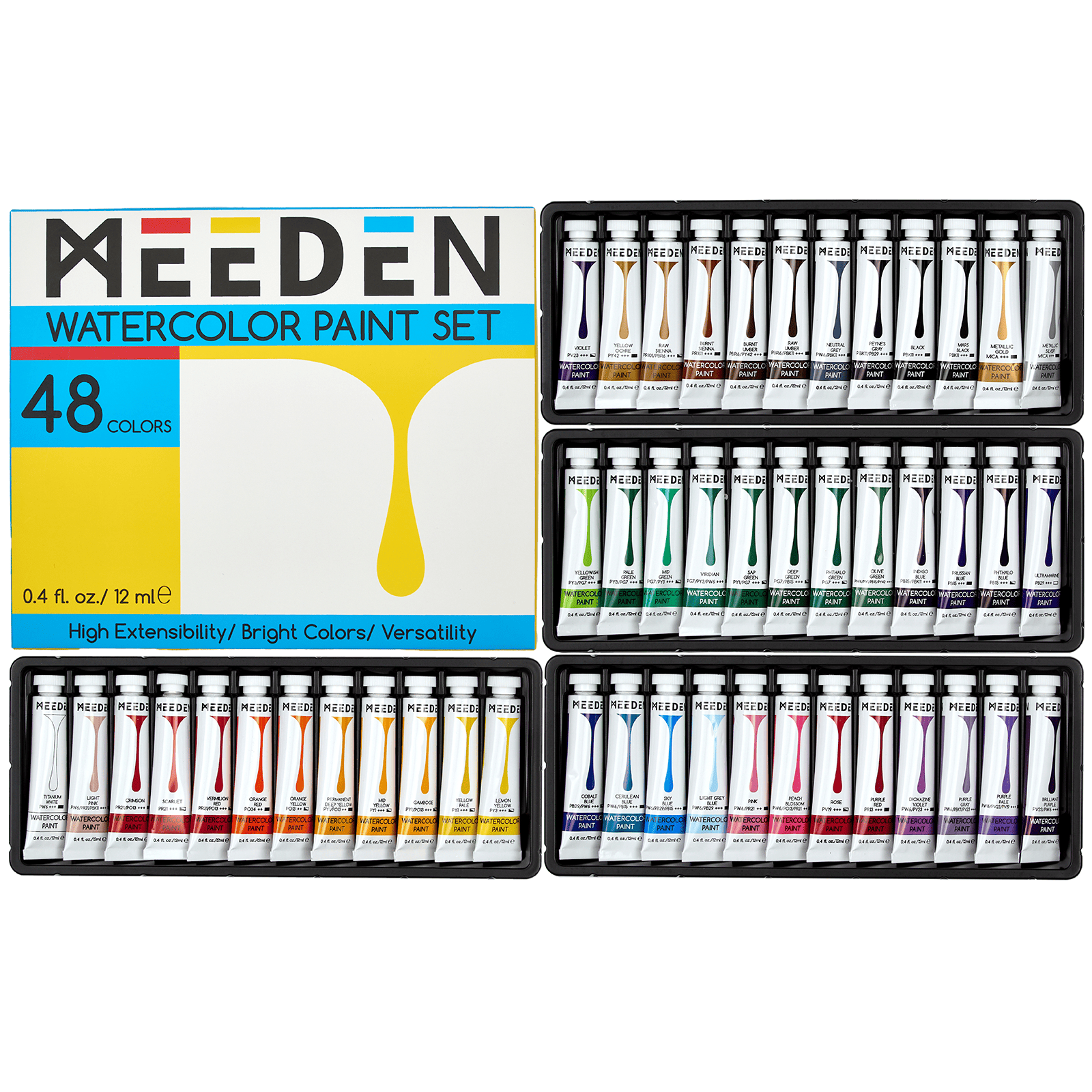 MEEDEN Watercolour Paint Set, 24x12 ml - MEEDEN ART