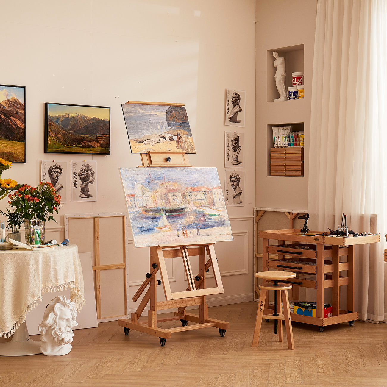 MEEDEN Deluxe Multi-Function Heavy Duty Large Artist Easel - Beechwood