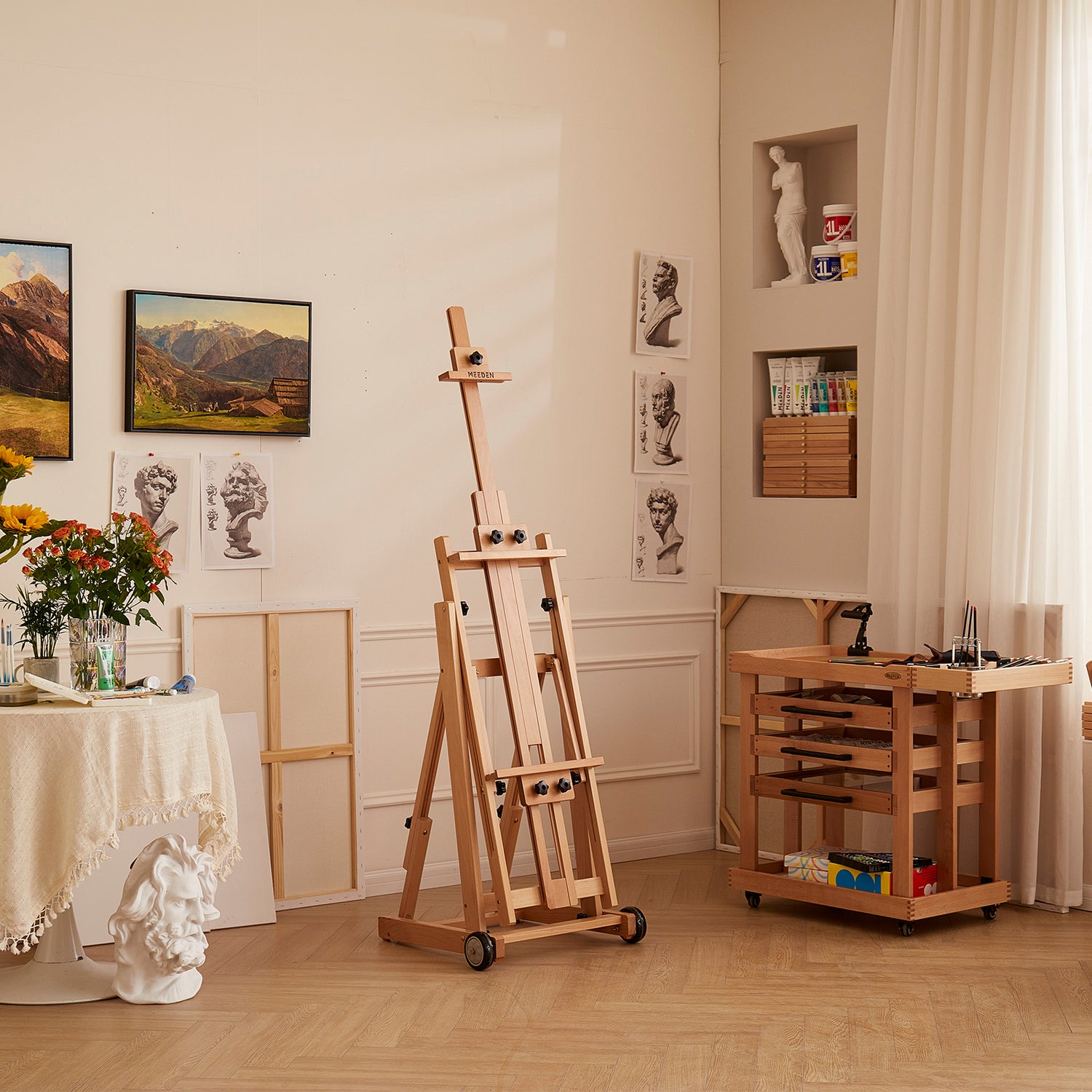 MEEDEN Versatile Studio H-Frame Artist Easel - Adjustable & Mobile