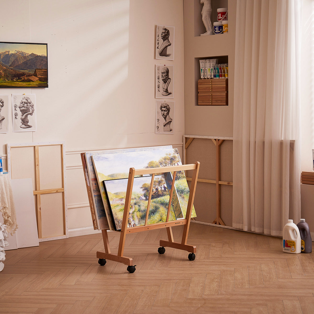 MEEDEN Wood Large Print Rack with Castors - MEEDEN ART