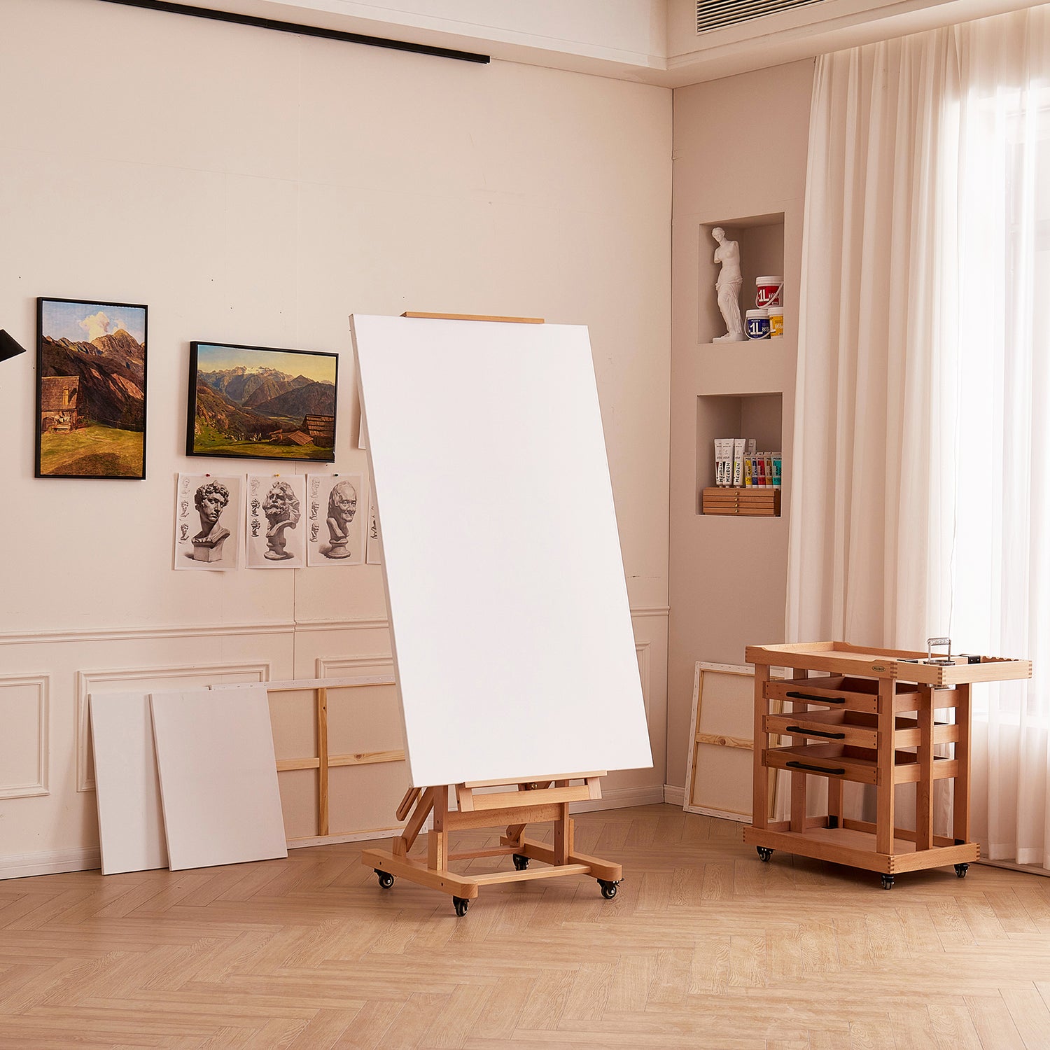 MEEDEN Deluxe Multi-Function Heavy Duty Large Artist Easel - Beechwood