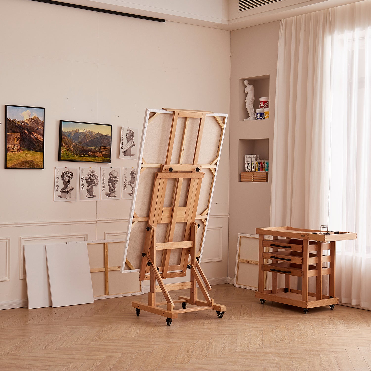 MEEDEN Deluxe Multi-Function Heavy Duty Large Artist Easel - Beechwood