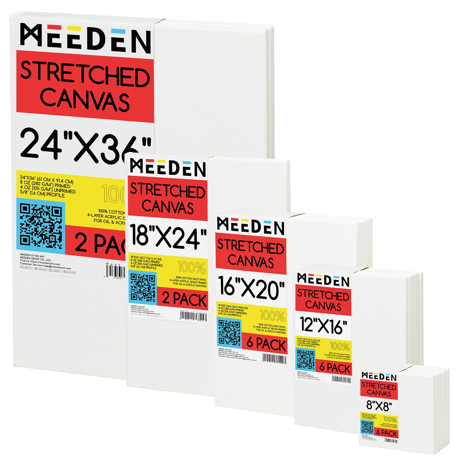 MEEDEN Stretched Canvas, Multiple Size Options - MEEDEN ART