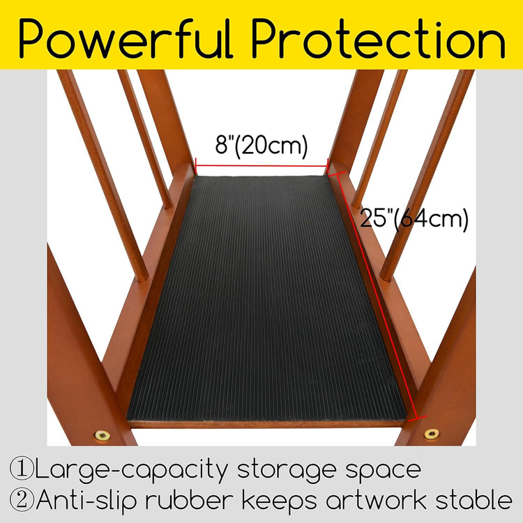 MEEDEN Wood Large Print Rack with Castors Walnut Color