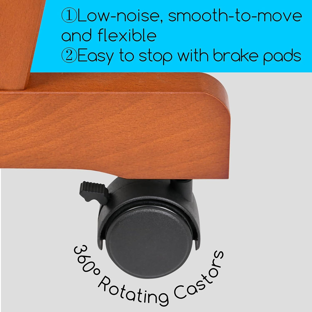 MEEDEN Wood Large Print Rack with Castors Walnut Color