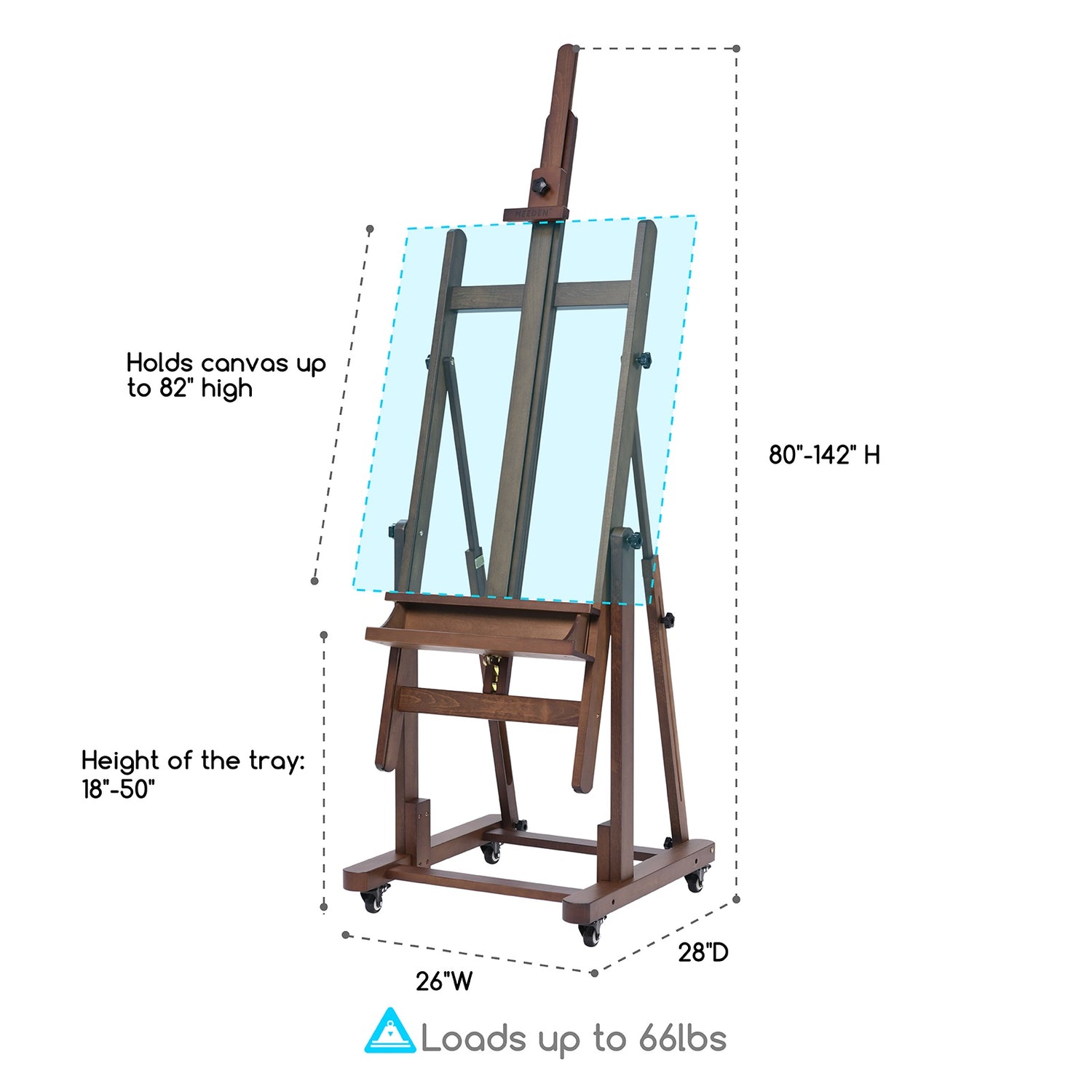 MEEDEN Extra Large Heavy Duty Artist Easel Stand - Walnut Finish