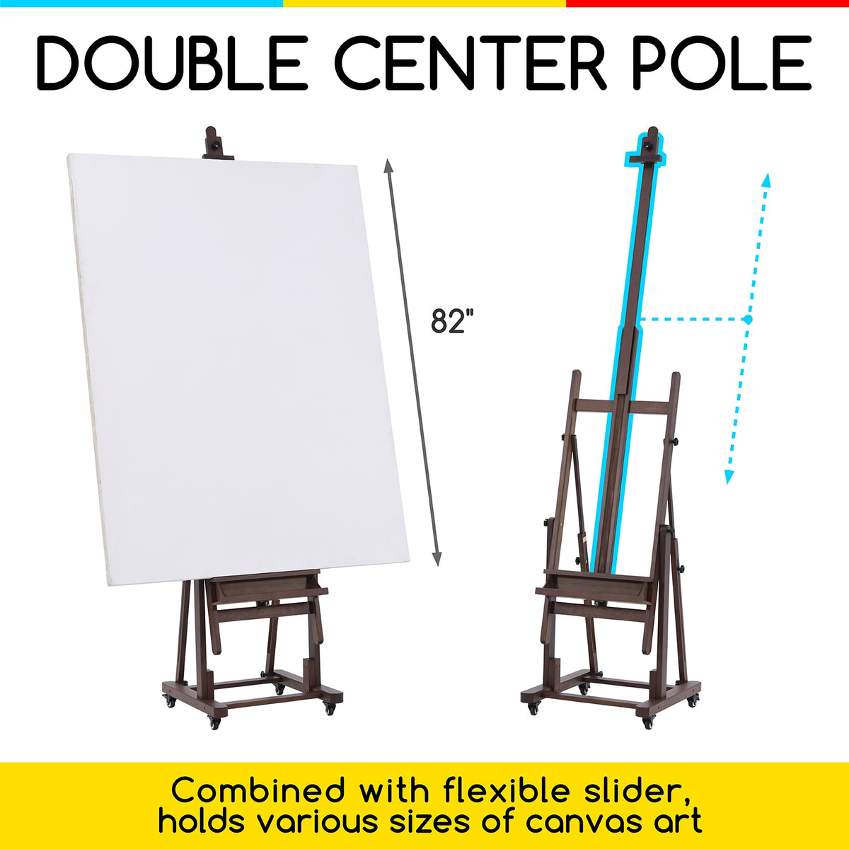 MEEDEN Extra Large Heavy Duty Artist Easel Stand - Walnut Finish