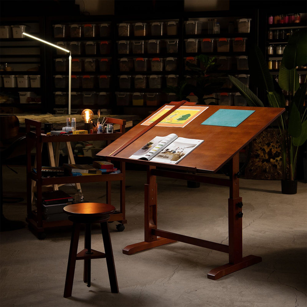 MEEDEN Wood Drafting Table, Walnut Color