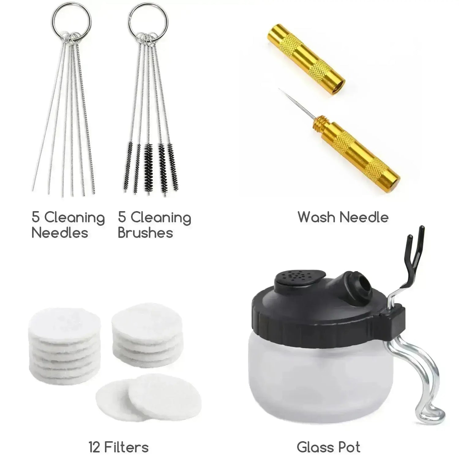 Airbrush Cleaning Kit, Heavy Glass Cleaning Pot - MEEDEN ART