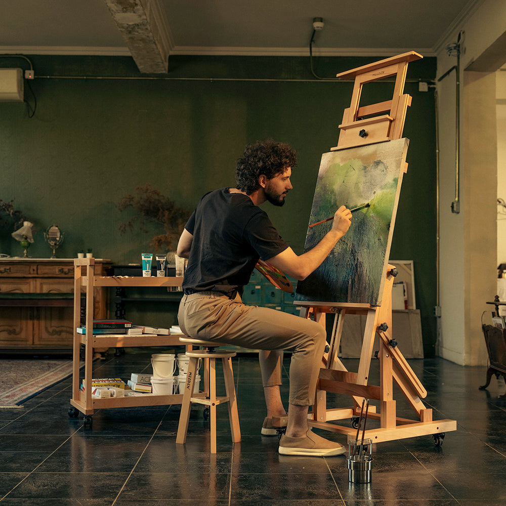 MEEDEN Deluxe Multi-Function Heavy Duty Large Artist Easel - Beechwood