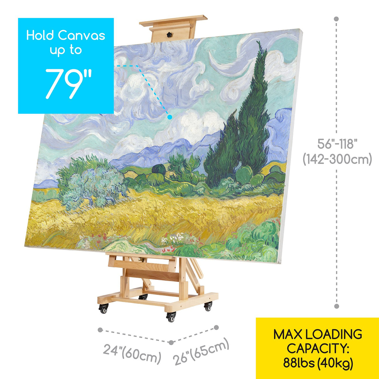MEEDEN Deluxe Multi-Function Heavy Duty Large Artist Easel - Beechwood
