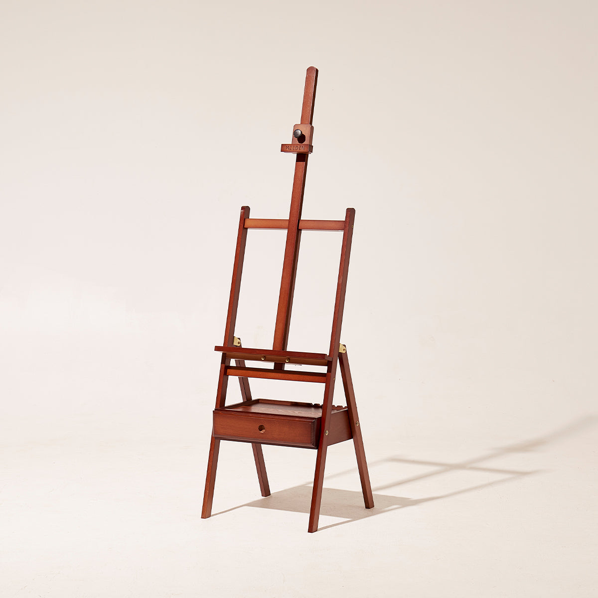 MEEDEN H-Frame Studio Wooden Easel with Art Supply Storage Drawer-Walnut