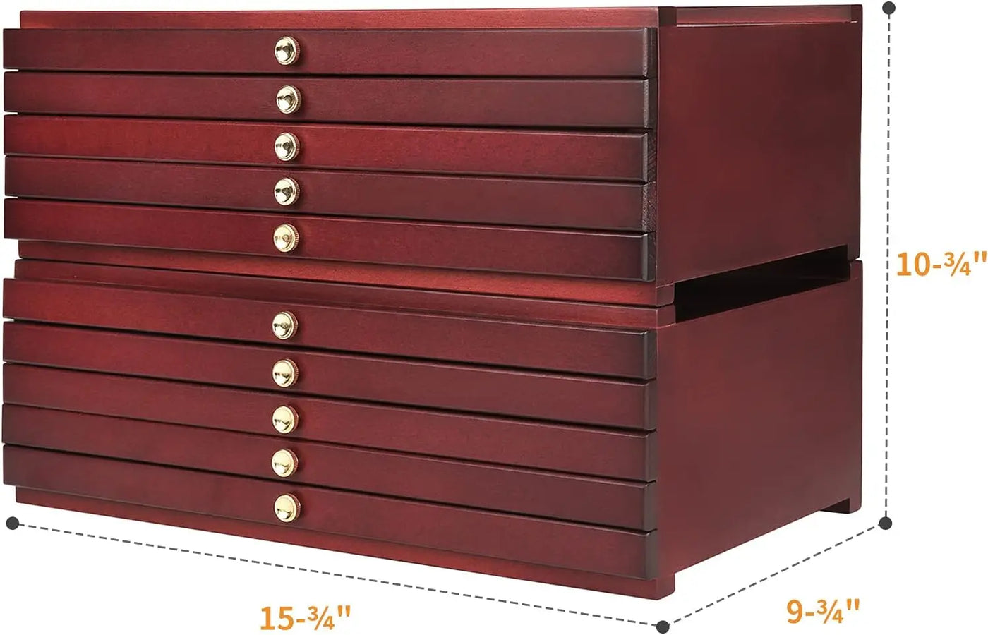 MEEDEN 10-Drawer Art Supply Storage Box, Dark Walnut