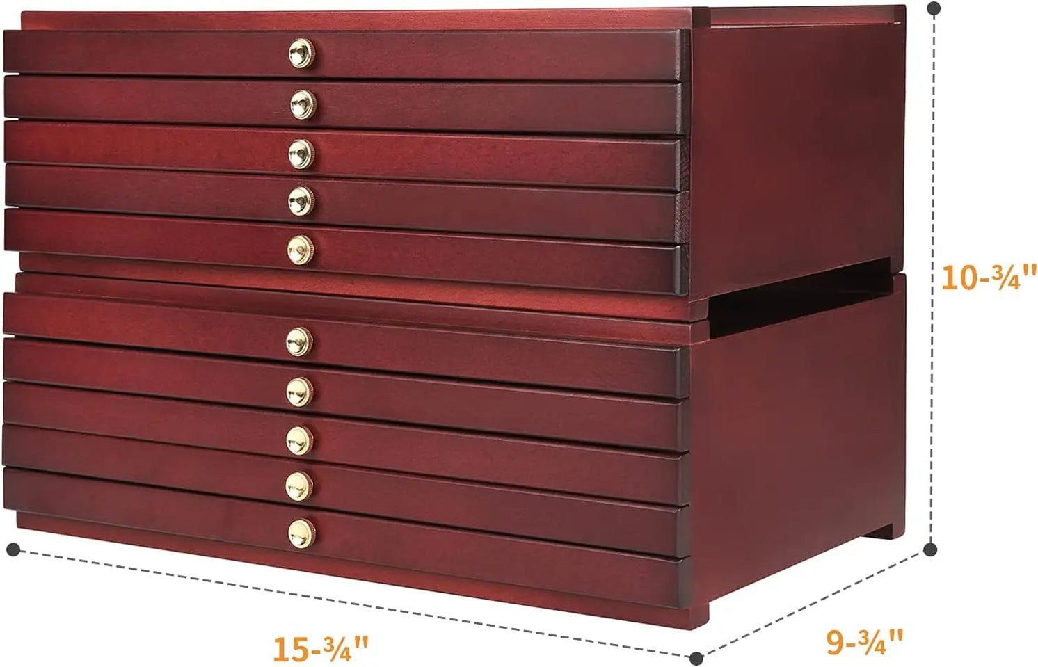 MEEDEN 10-Drawer Art Supply Storage Box, Dark Walnut — MEEDEN ART
