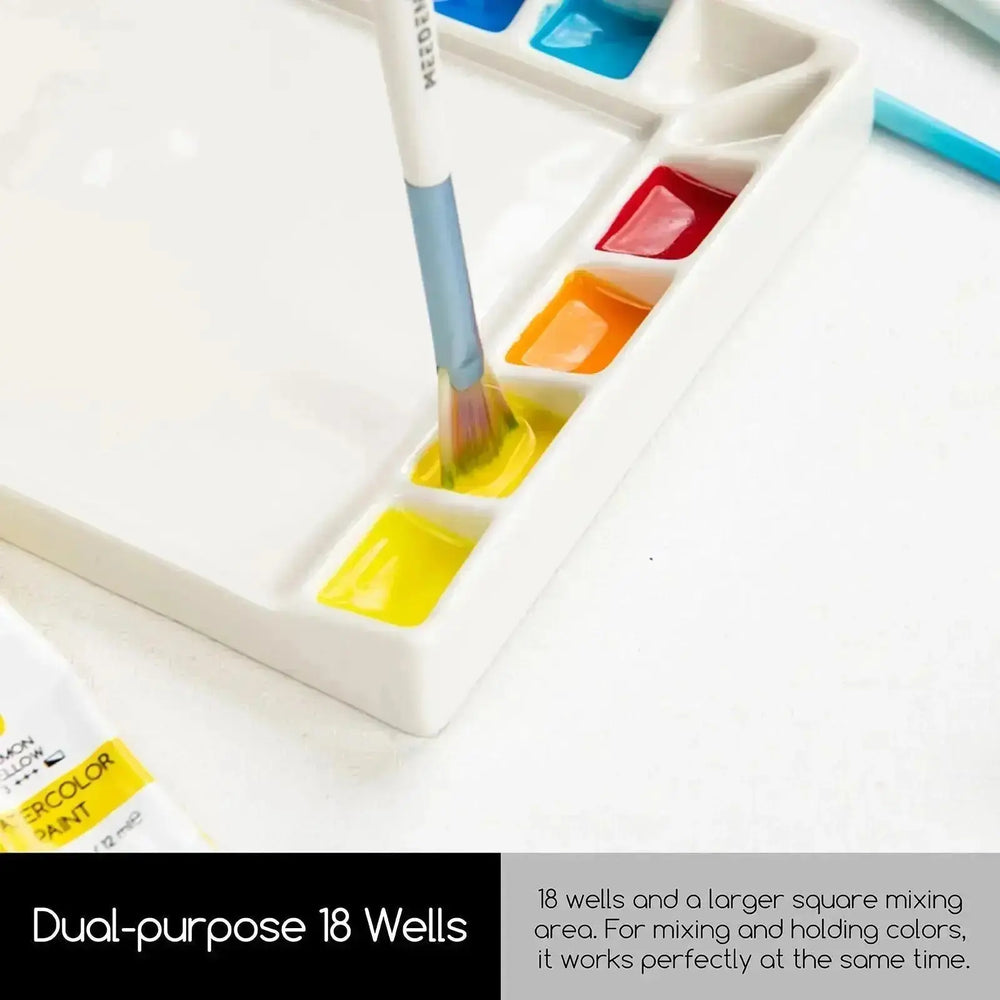 MEEDEN 18-Well Porcelain Ceramic Paint Palette - MEEDEN ART