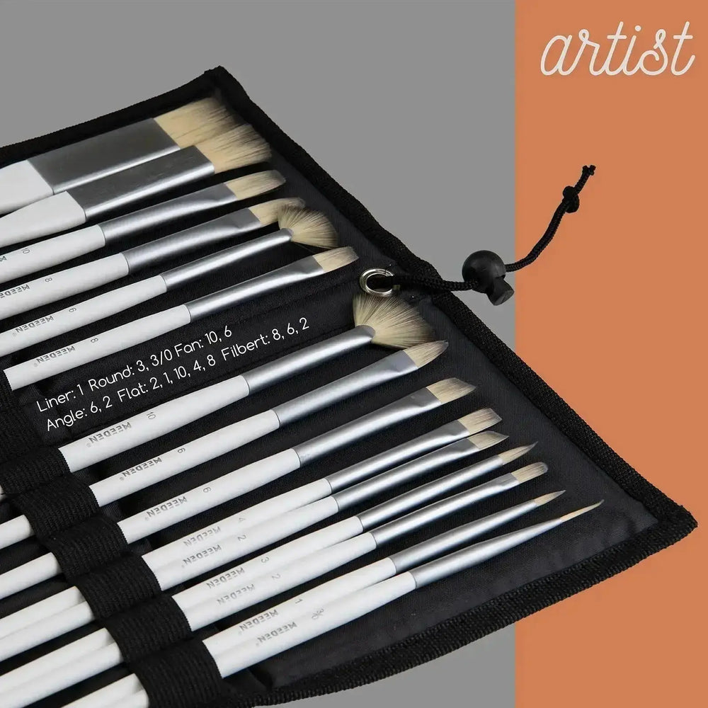 MEEDEN Acrylic Paint Brush Set of 15 Pcs - MEEDEN ART