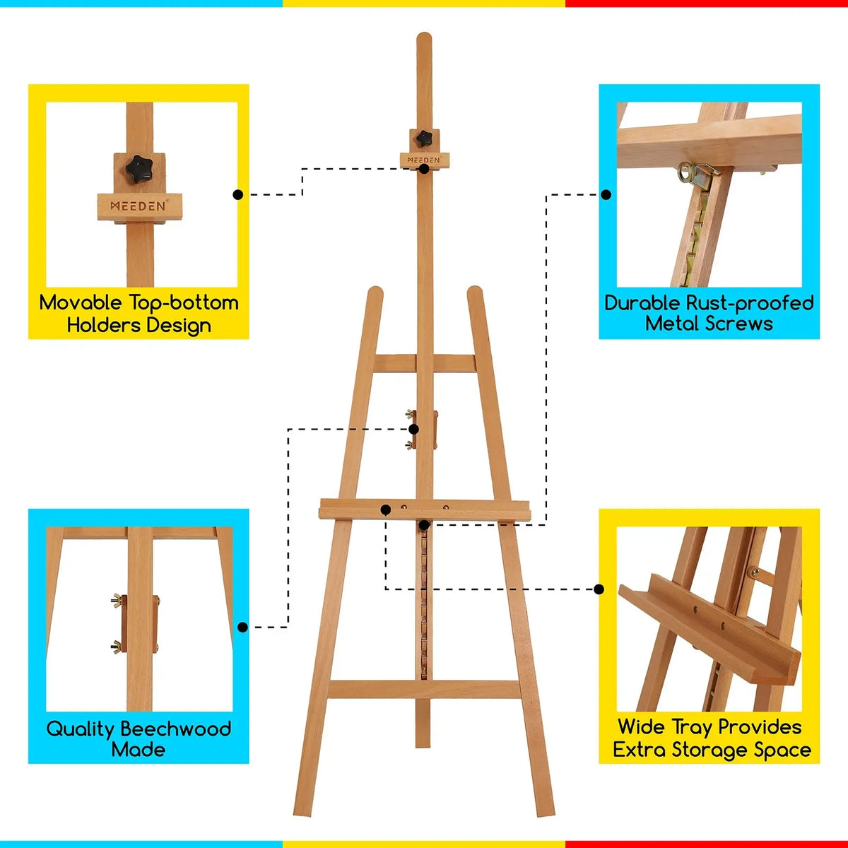 MEEDEN Basic Solid Beech Wood A-Frame Floor Easel