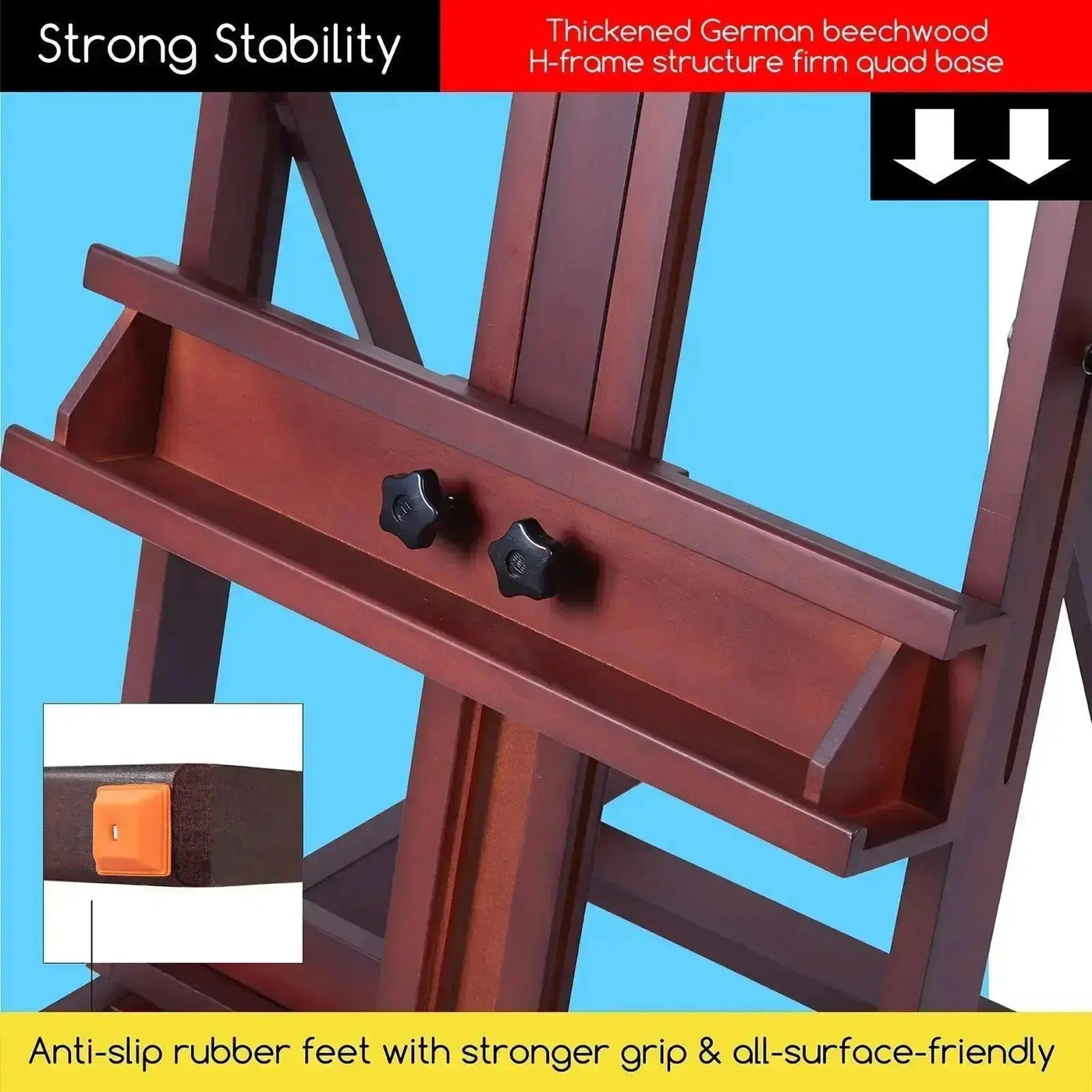 MEEDEN Classic Large H-Frame Wooden Easel Walnut Color — MEEDEN ART