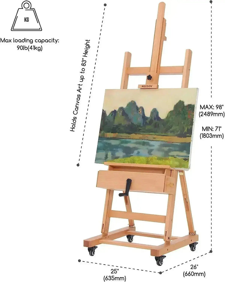 MEEDEN Deluxe Crank Adjusting Master H-Frame Easel