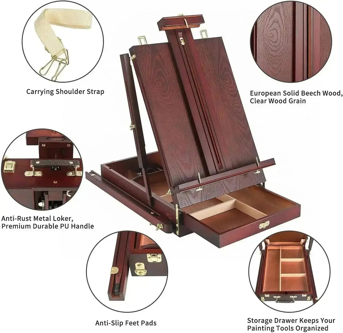 MEEDEN Foldable French Style Large Sketchbox Easel-Walnut — MEEDEN ART