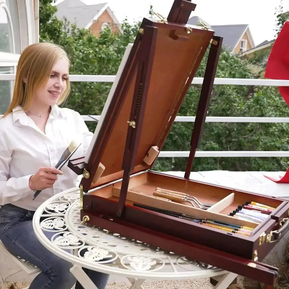 MEEDEN Foldable French Style Large Sketchbox Easel-Walnut