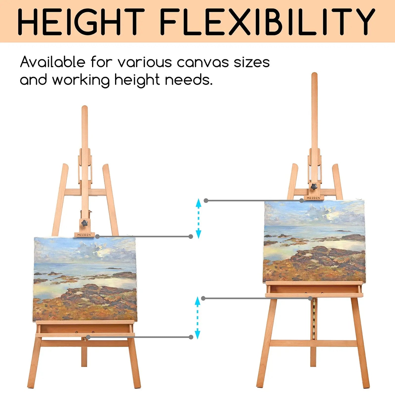 Easels For Painting Adults MEEDEN Adjustable H-Frame Studio Easel ...