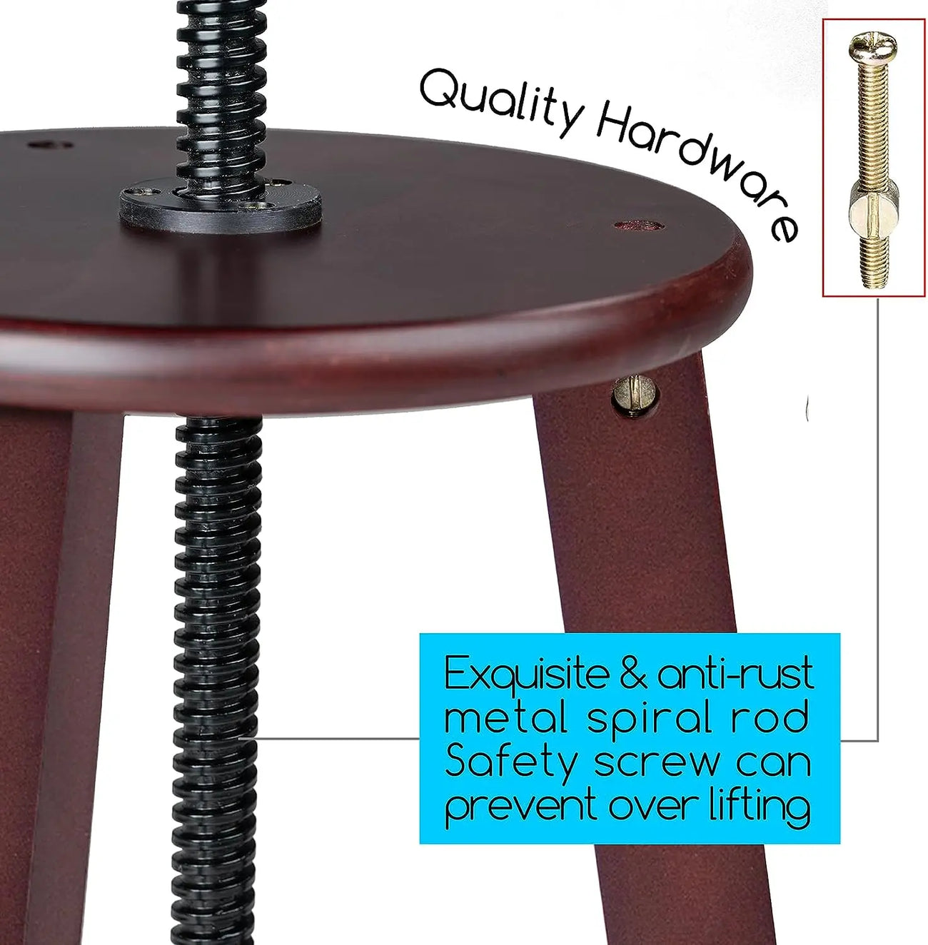 MEEDEN Wooden Drafting Stool with Adjustable Height-Dark Walnut-G-005 ...