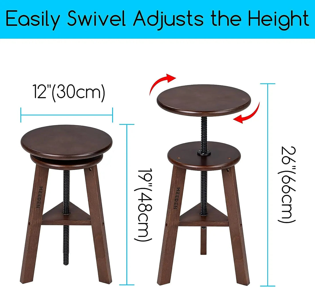 MEEDEN Wooden Drafting Stool with Adjustable Height-Walnut-G-005 ...