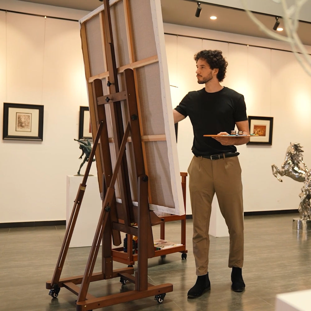 MEEDEN Extra Large Heavy Duty Artist Easel Stand - Walnut Finish