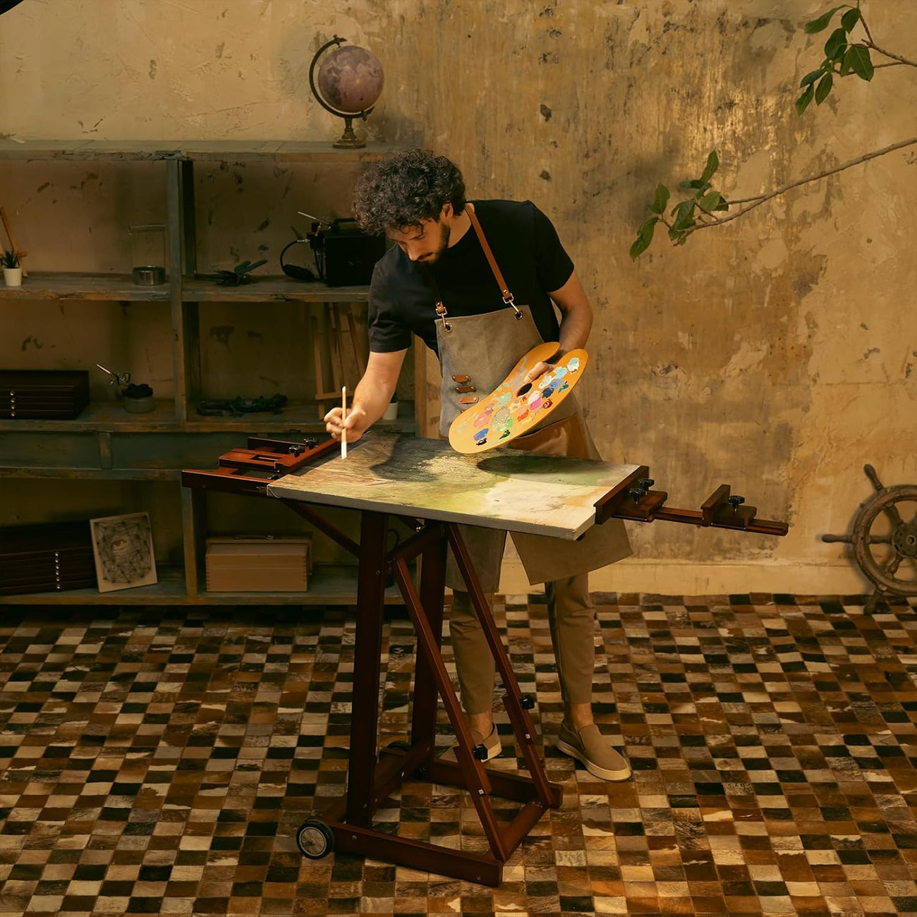 MEEDEN Versatile Studio H-Frame Artist Easel - Dark Walnut Finish