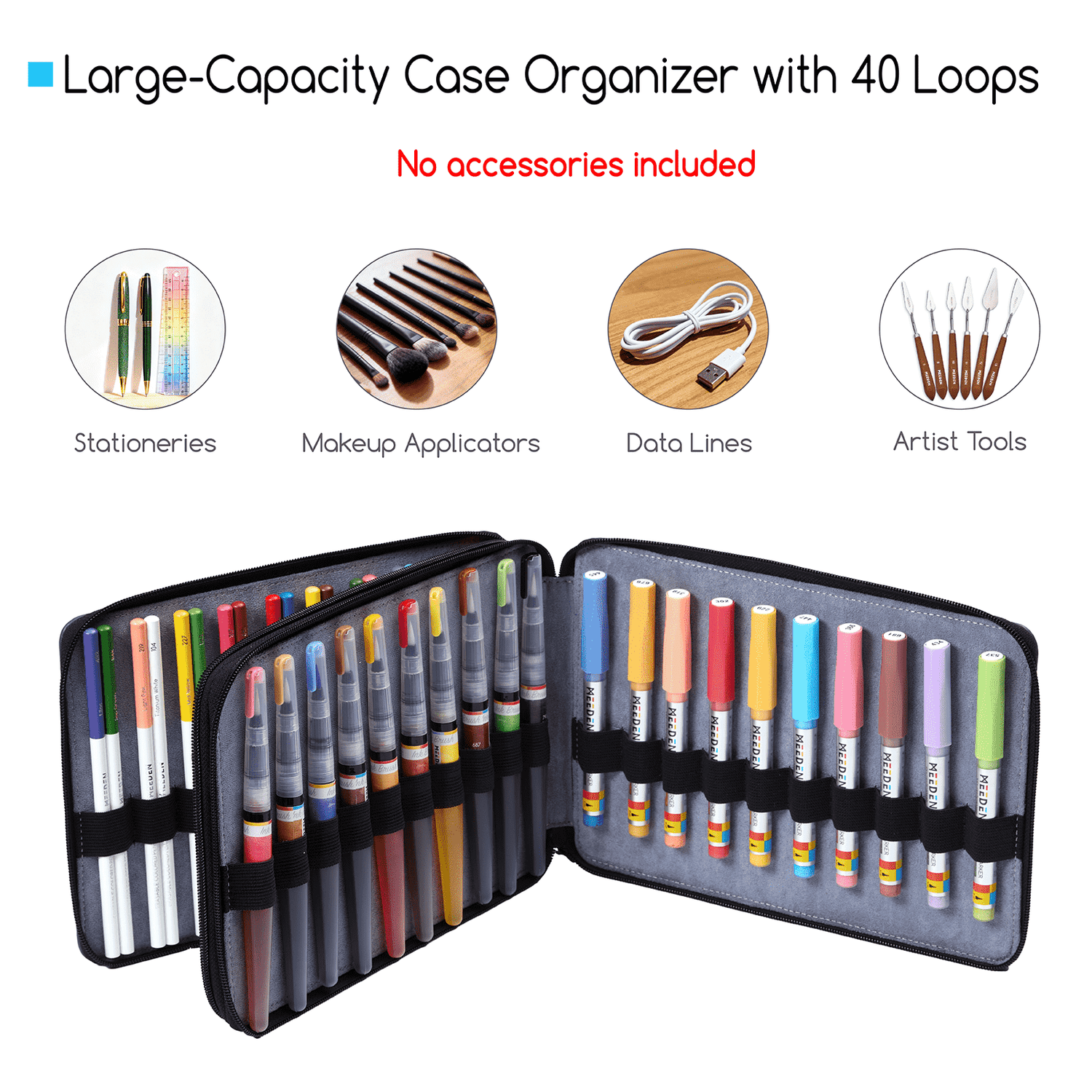 MEEDEN Leather Tri-Layer Brush/Pencil/Marker Organizer Case